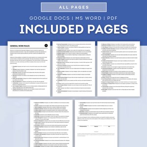 General Work Rules Template, Employee Workplace Rules, Company Work ...