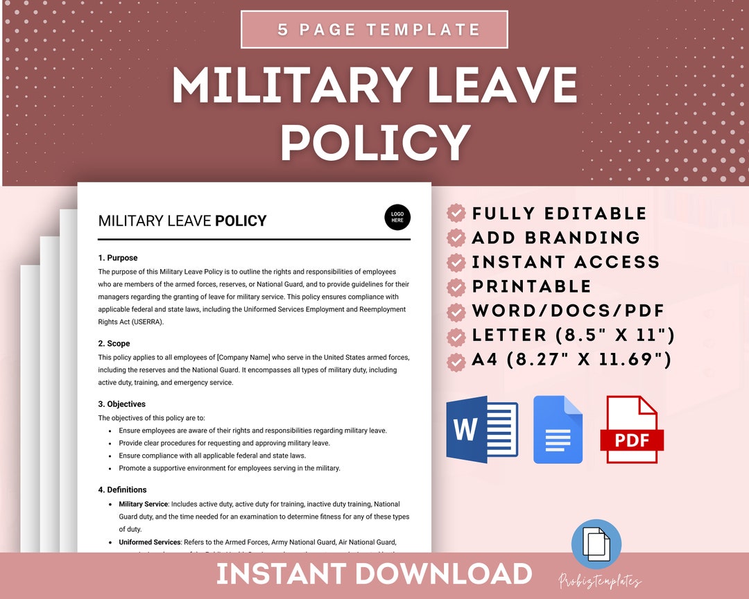 Military Leave Policy, Armed Forces Leave Guidelines, Military Service ...