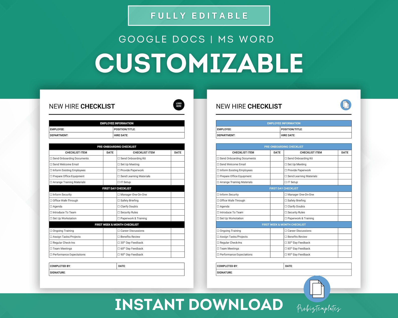 New Hire Checklist Bundle, Employee Orientation Bundle, Employment ...