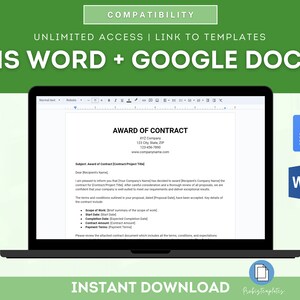 Award of Contract Letter Template, Contract Award Notification Letter ...