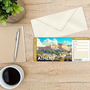 Printable Athens Surprise Gift Ticket, Editable Greece Vacation ...