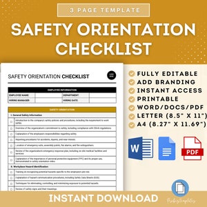 Safety Orientation Checklist, Workplace Safety Introduction Checklist ...