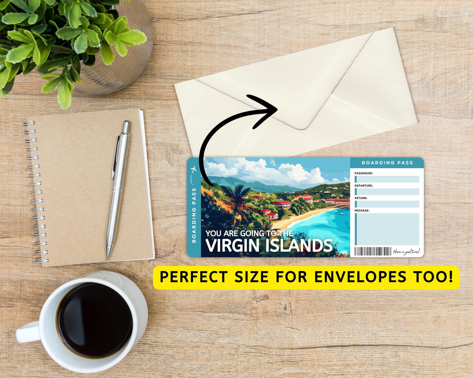 Printable Virgin Islands Surprise Gift Ticket, Editable Island Vacation ...
