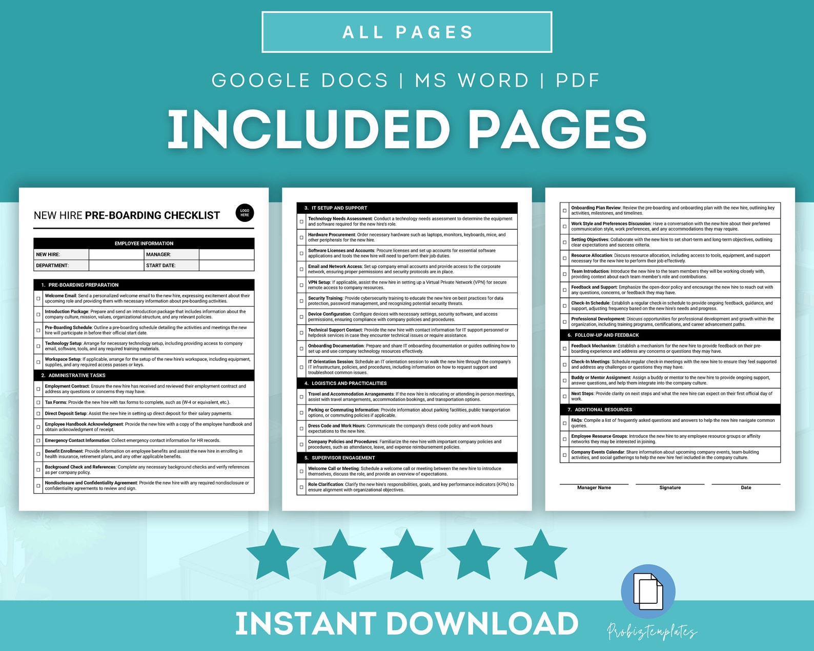 New Hire Pre-boarding Checklist, New Staff Pre-boarding Checklist ...