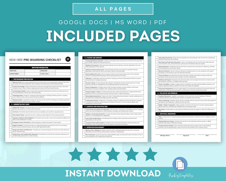 New Hire Pre-boarding Checklist, New Staff Pre-boarding Checklist ...