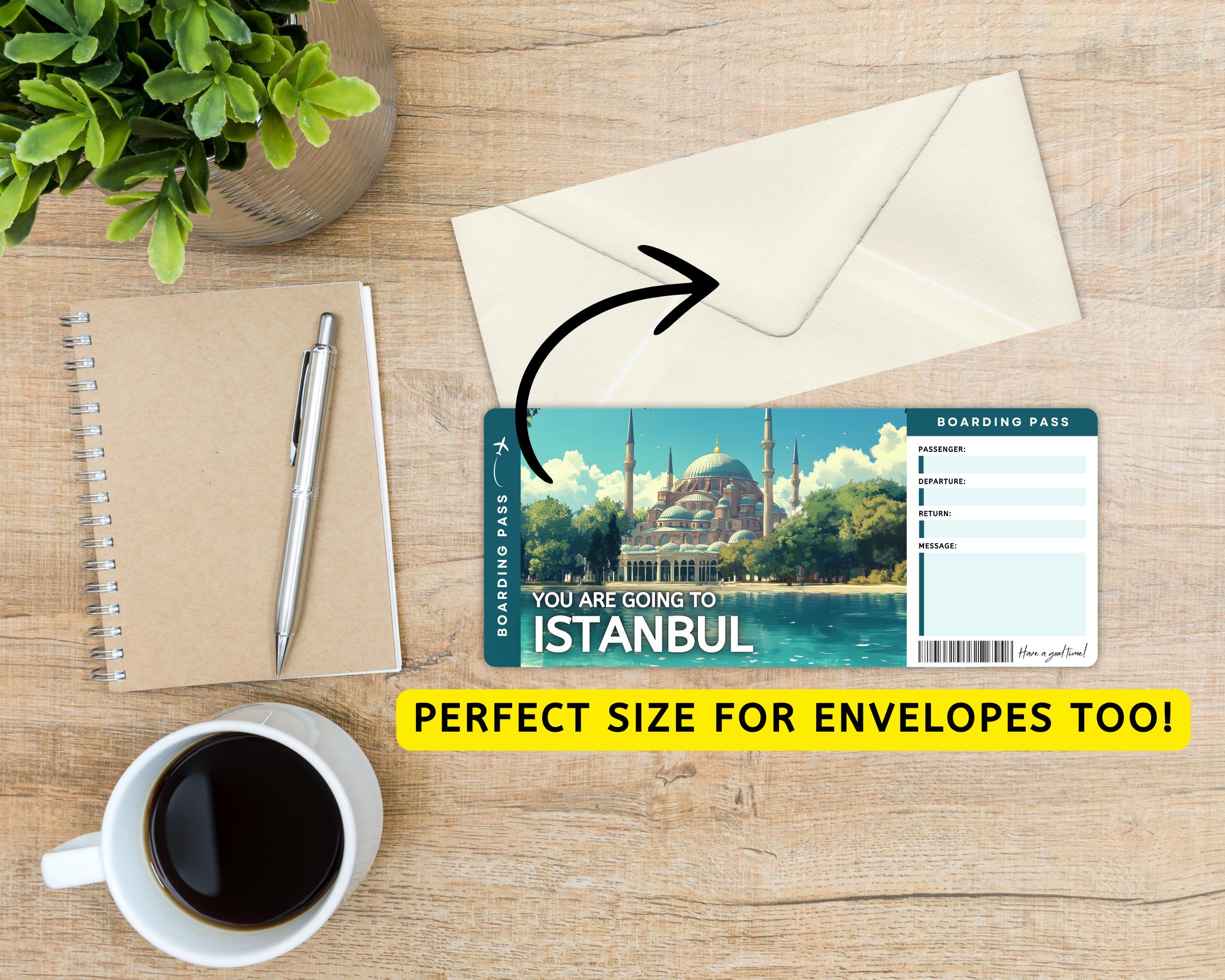 Printable Istanbul Surprise Gift Ticket, Editable Turkey Vacation ...