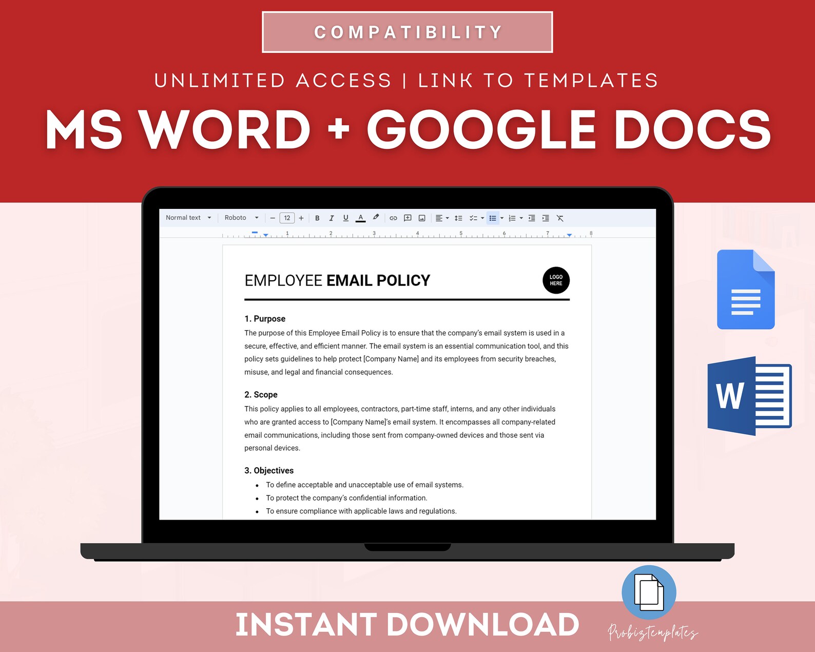 Employee Email Policy Template, Company Email Usage Policy, Email ...