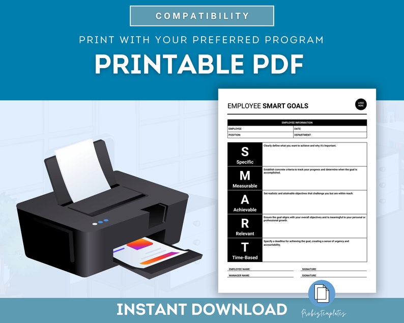 Employee SMART Goals Worksheet, SMART Goals Template, Employee Goal ...