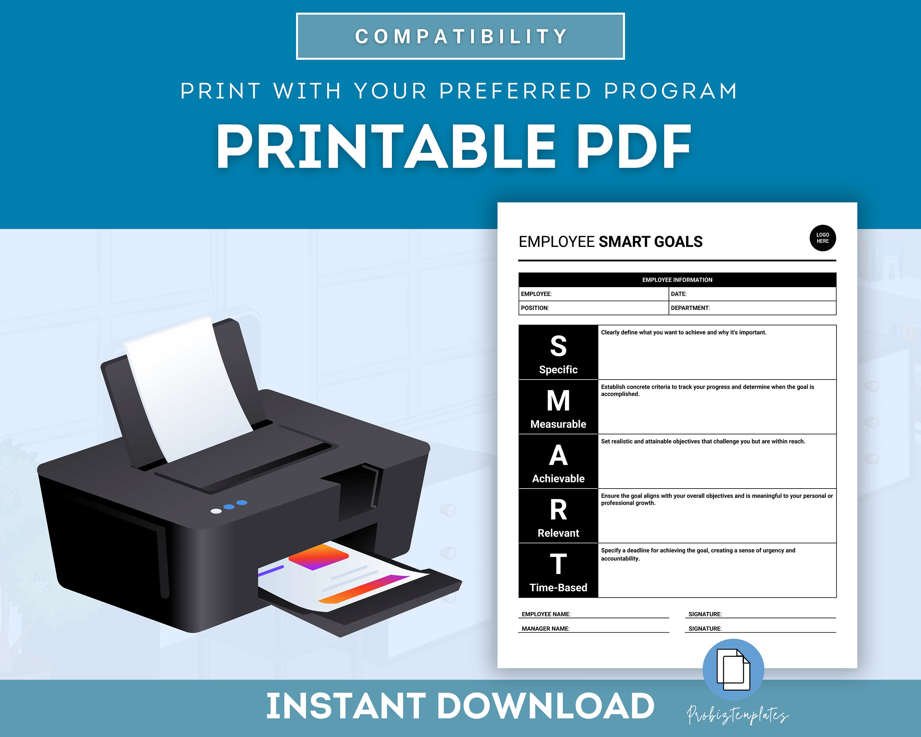 Employee SMART Goals Worksheet, SMART Goals Template, Employee Goal ...