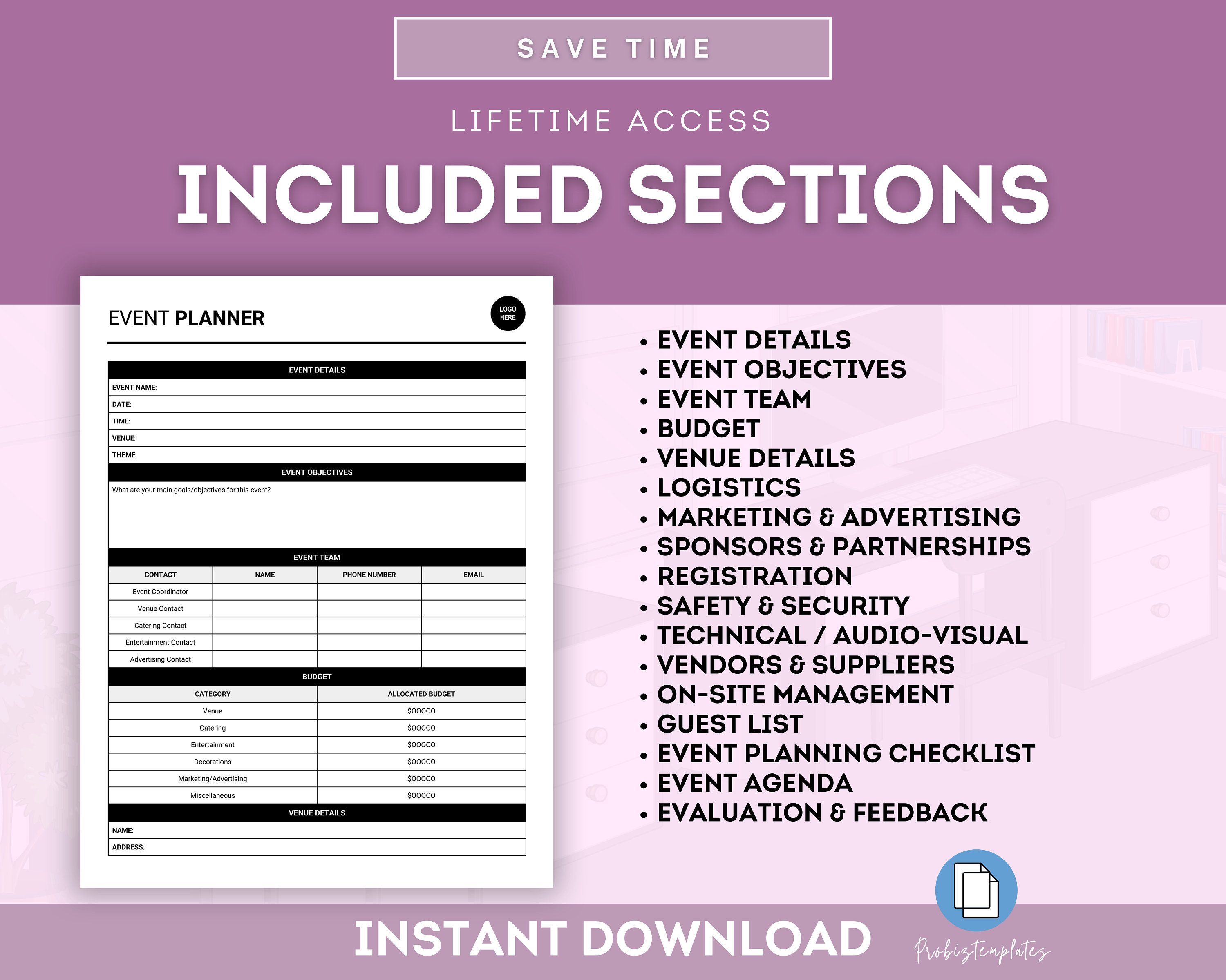 Event Planner Template, Event Planning Checklist, Digital Event Planner ...