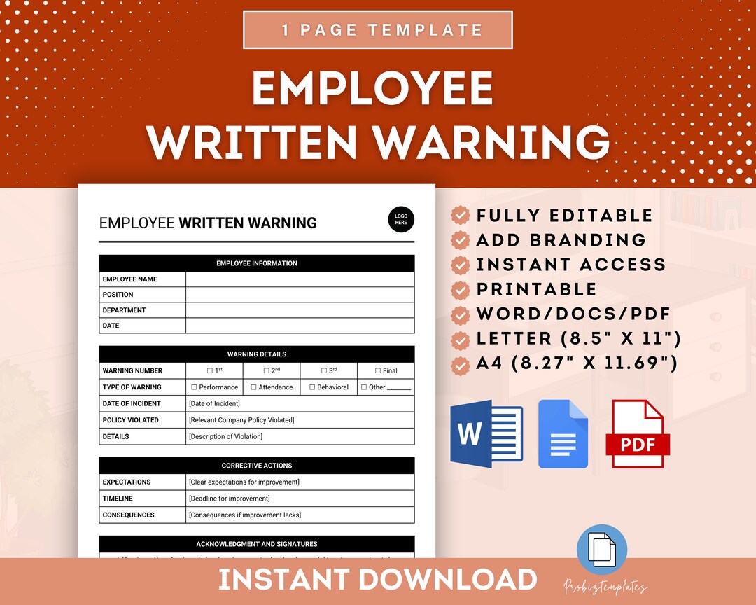 Employee Written Warning Template, Employee Discipline, Employee Write ...
