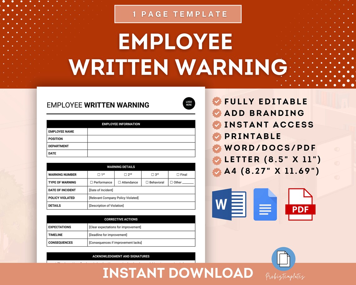 Employee Written Warning Template, Employee Discipline, Employee Write ...
