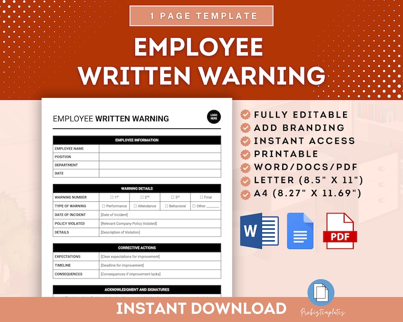 Employee Written Warning Template, Employee Discipline, Employee Write ...
