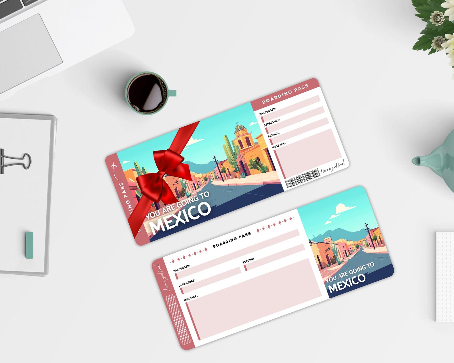 Printable Mexico Surprise Gift Ticket, Editable Cancun Vacation ...