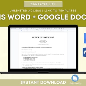 Notice of Check NSF Letter, Non-sufficient Funds Check Notice, Bounced ...