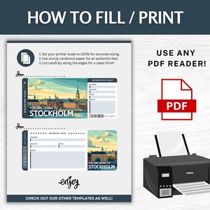 Printable Stockholm Surprise Gift Ticket, Editable Sweden Vacation ...