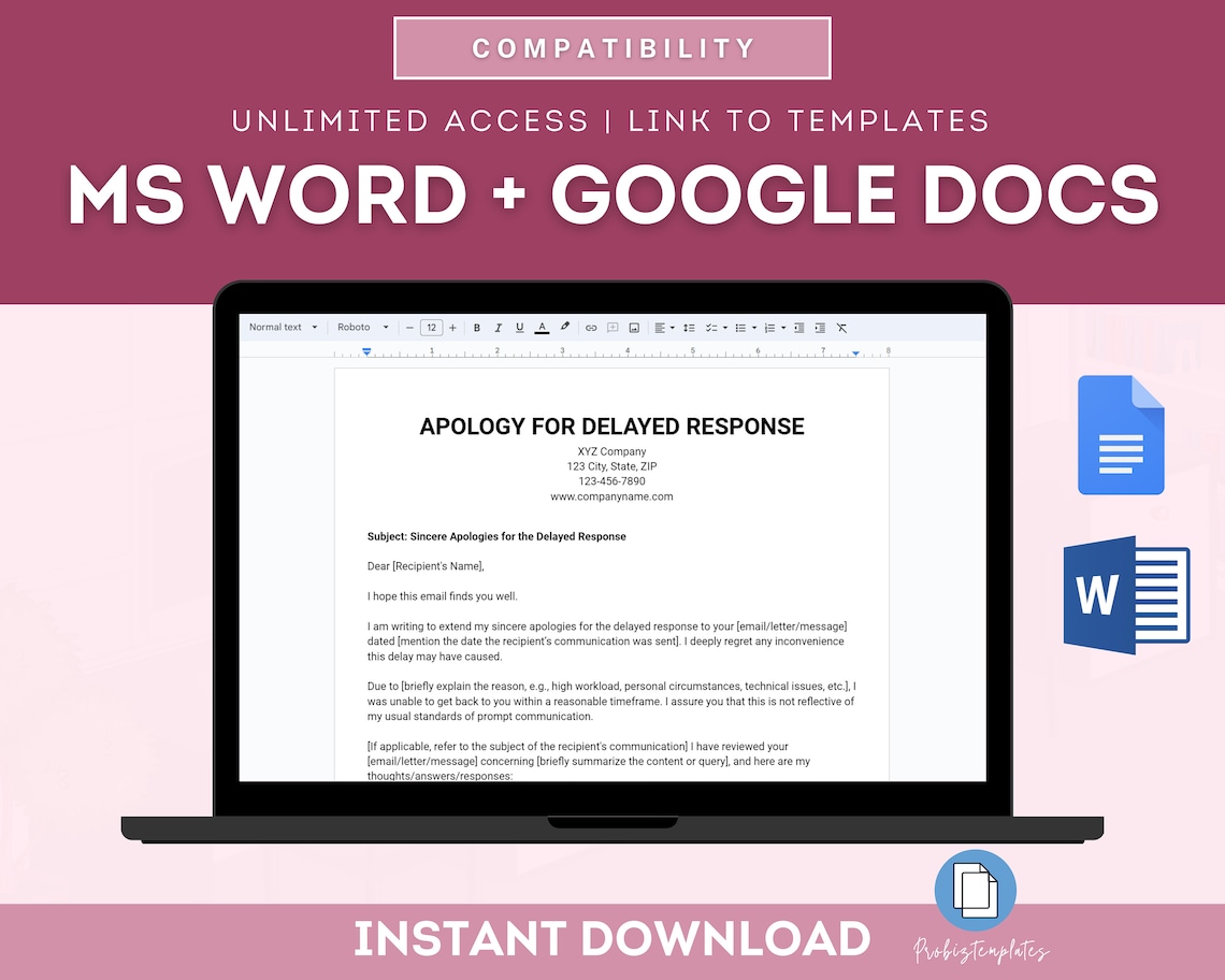 Apology Delayed Response Letter Template, Apology for Late Response ...