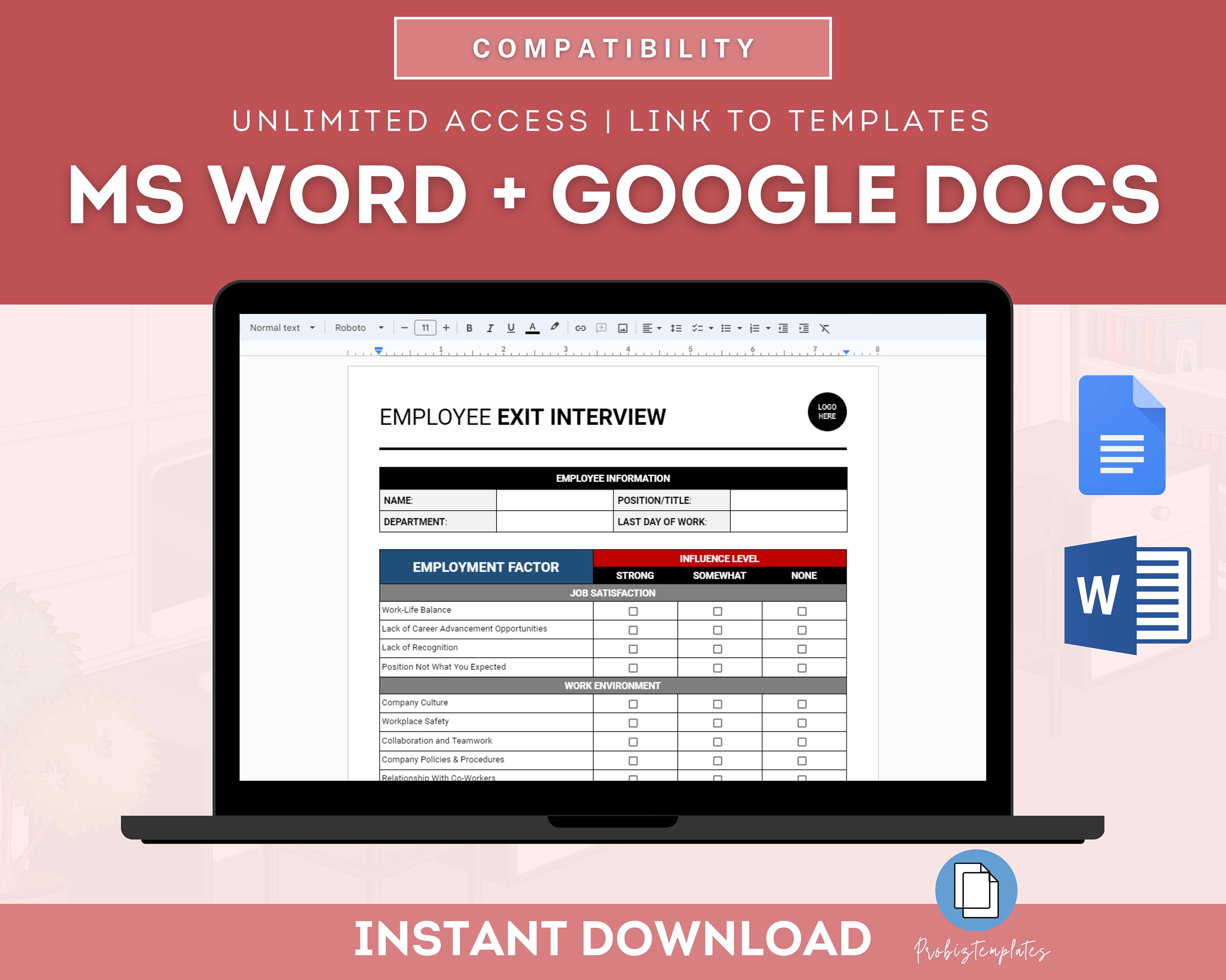 Employee Exit Interview Questionnaire Template, Departing Staff ...