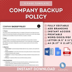 Company Backup Policy Template, Data Backup Policy Template, Business ...