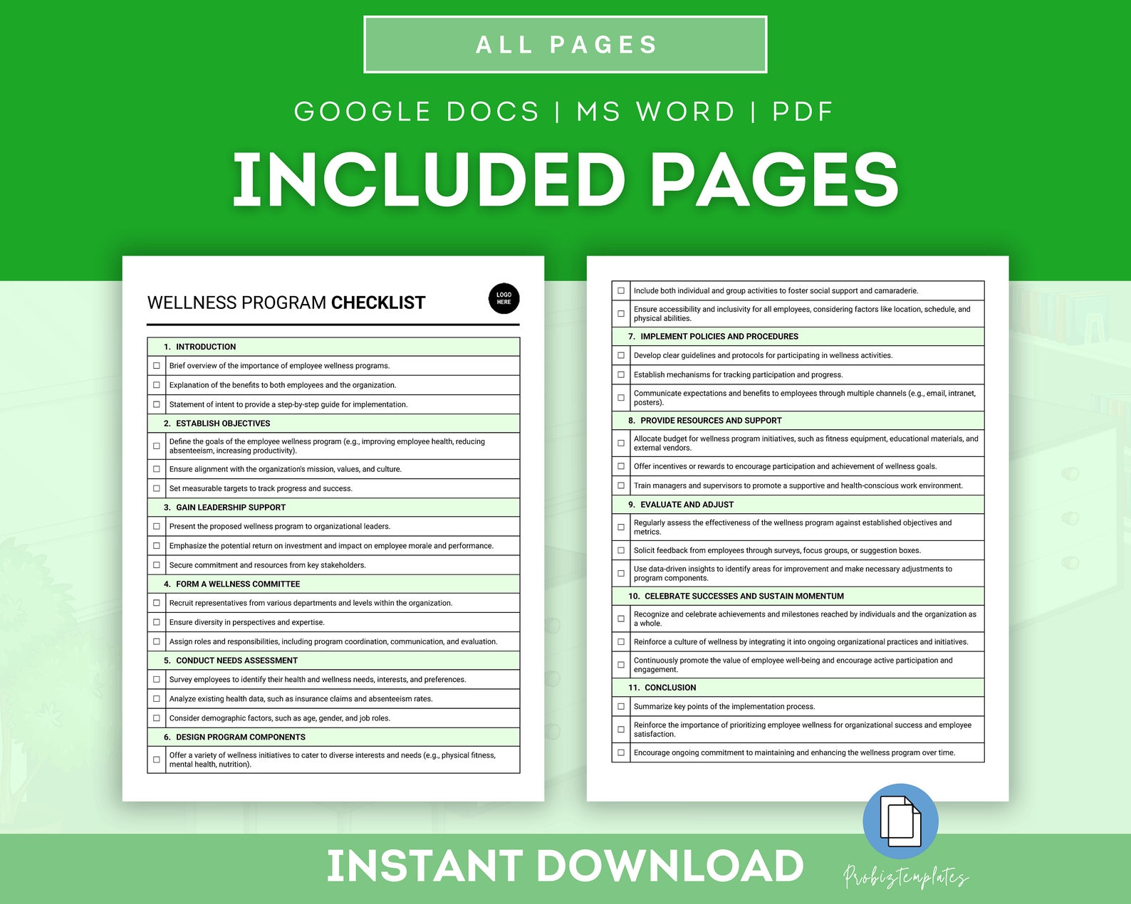 Employee Wellness Program Checklist Template, Workforce Health and ...