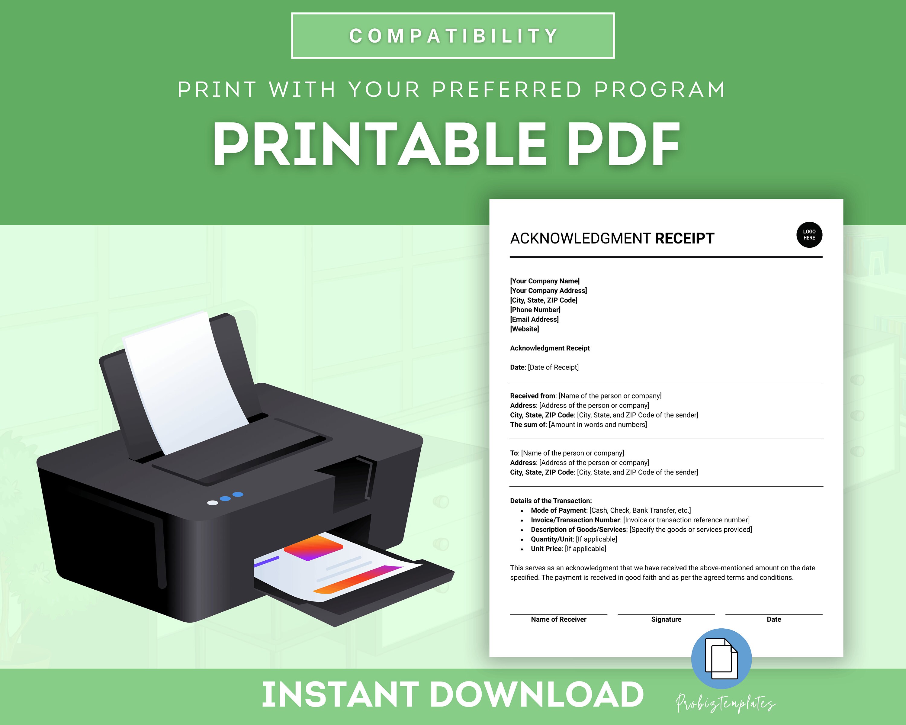 Acknowledgment Receipt, Goods and Services Acknowledgment, Receipt of ...