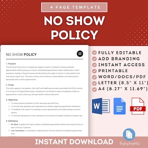 No Show Policy Template, Employee No Show Guidelines, Attendance Policy ...