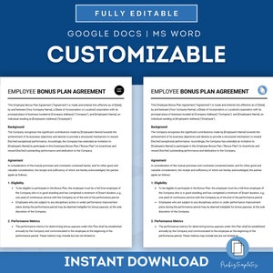 Employee Bonus Plan Agreement Template, Staff Incentive Scheme, Staff ...