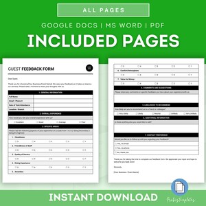 Guest Feedback Form Template, Visitor Experience Feedback Form, Guest ...