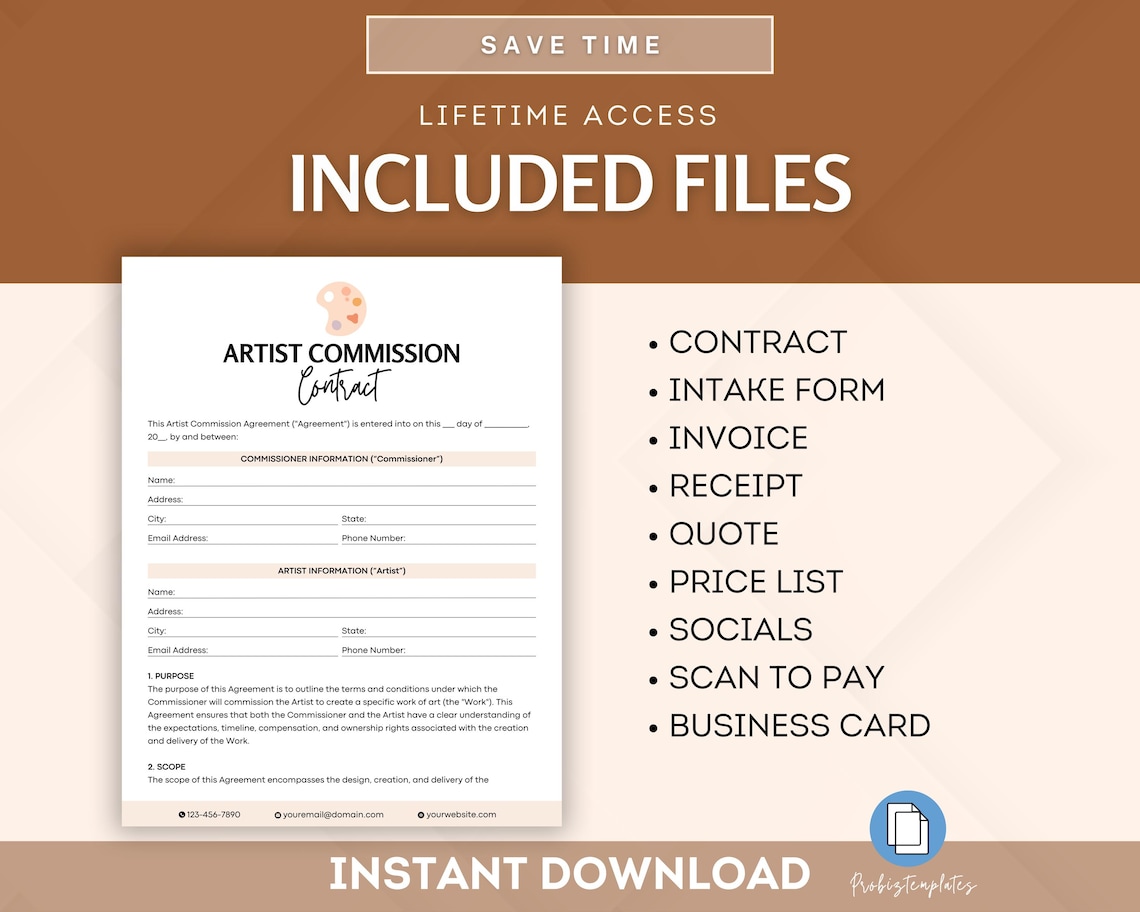 Artist Commission Contract Bundle, Art Commission Agreement Template ...
