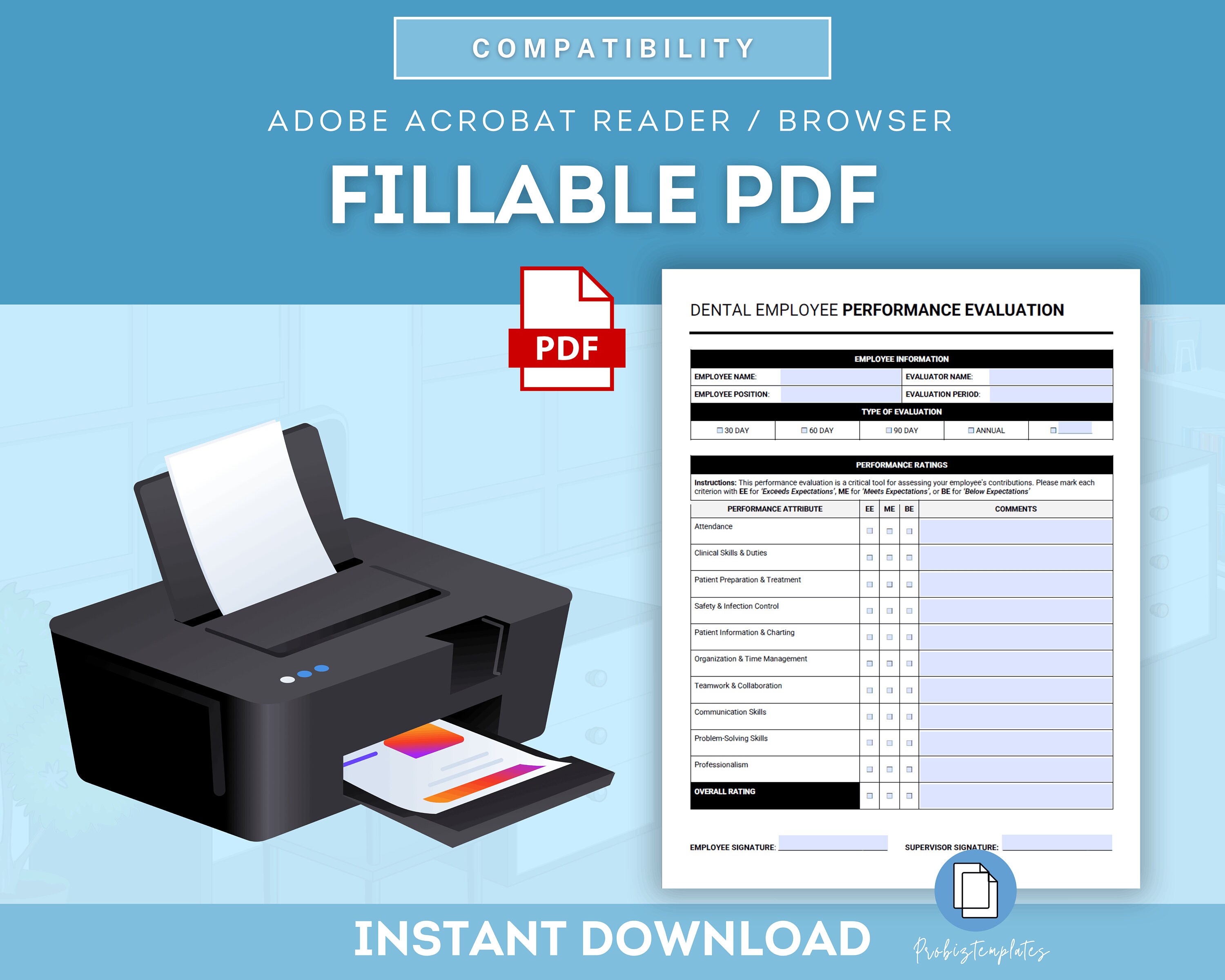 Dental Employee Performance Evaluation Form, Dental Staff Performance ...