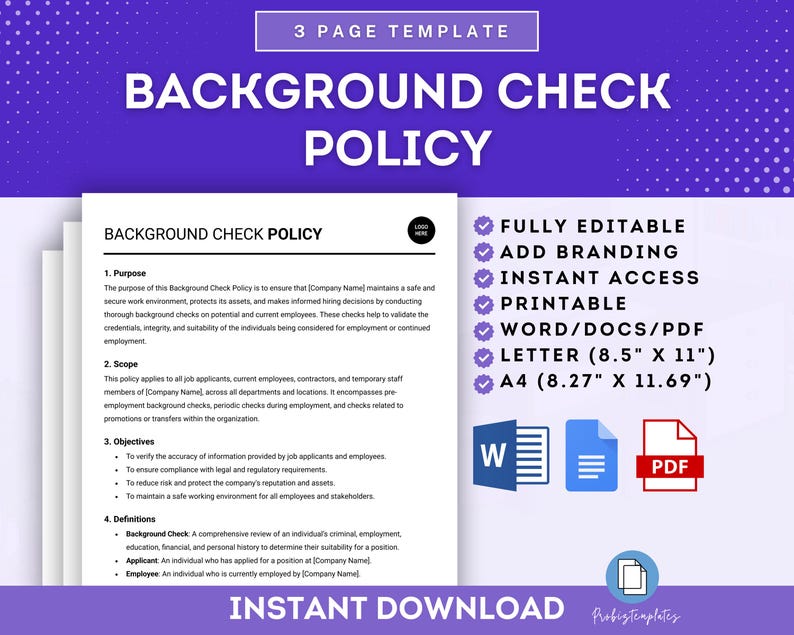 Background Check Policy Template, Company Background Check Policy ...