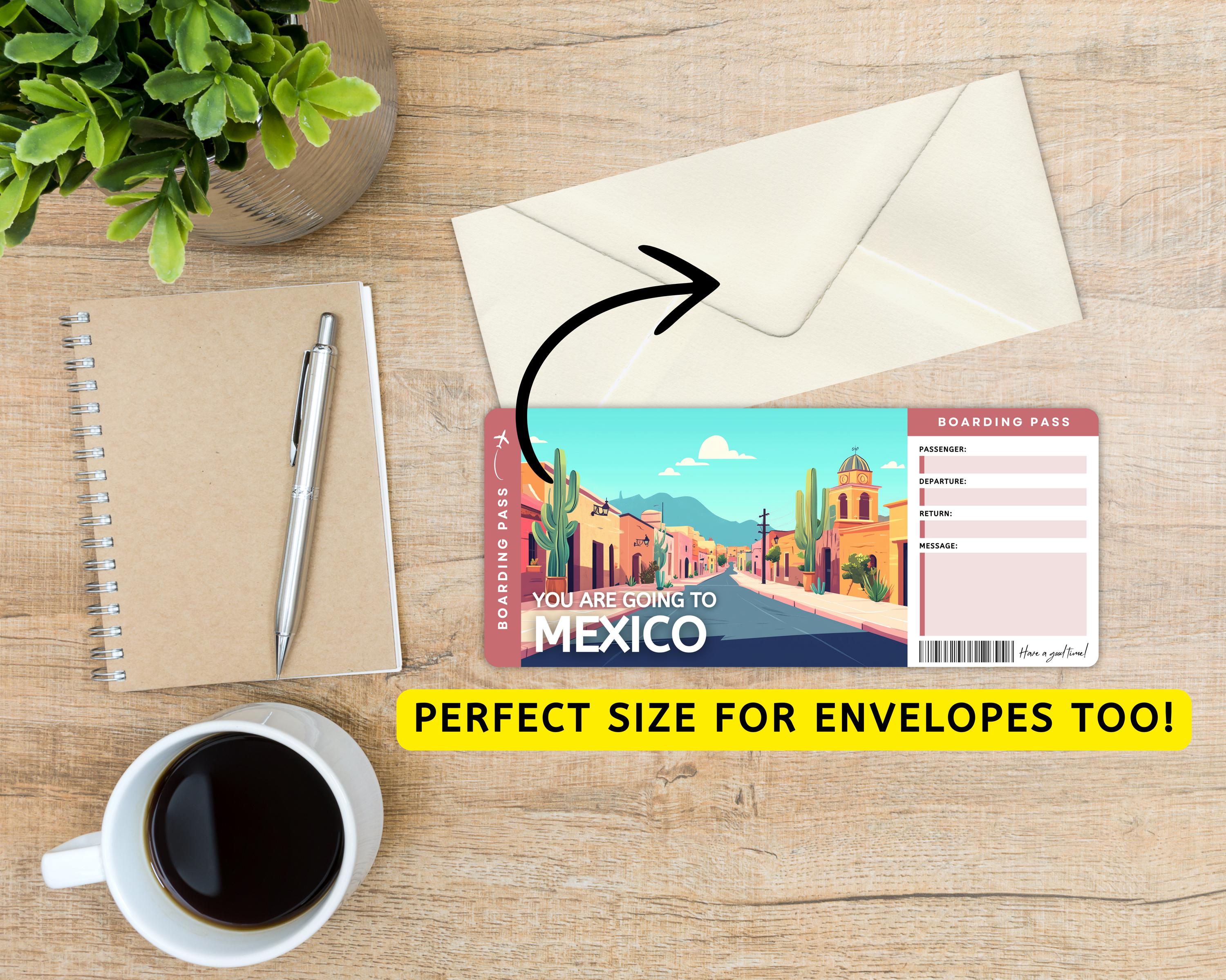 Printable Mexico Surprise Gift Ticket, Editable Cancun Vacation ...