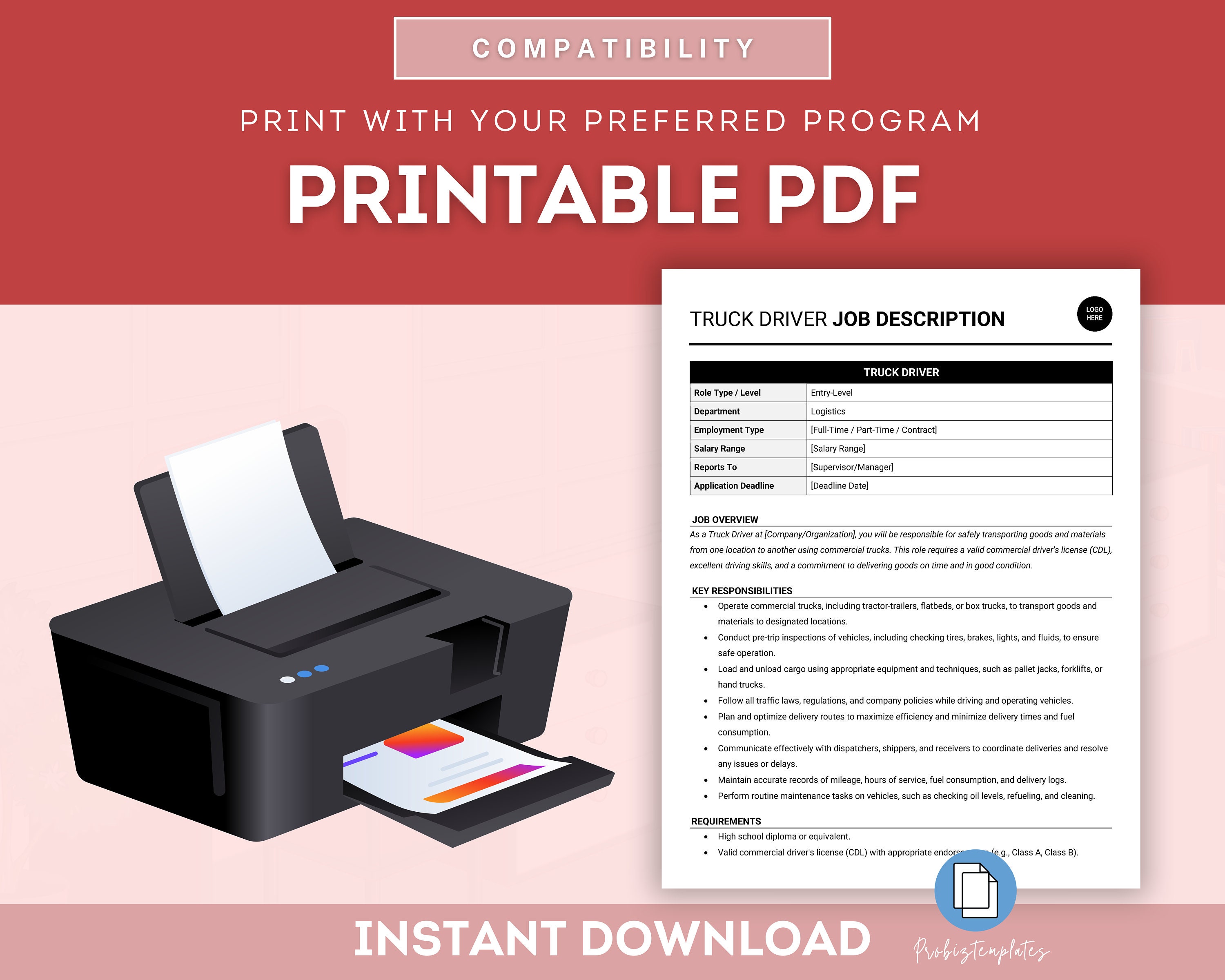 Truck Driver Job Description, CDL Driver Role, Long Haul Driver Duties ...