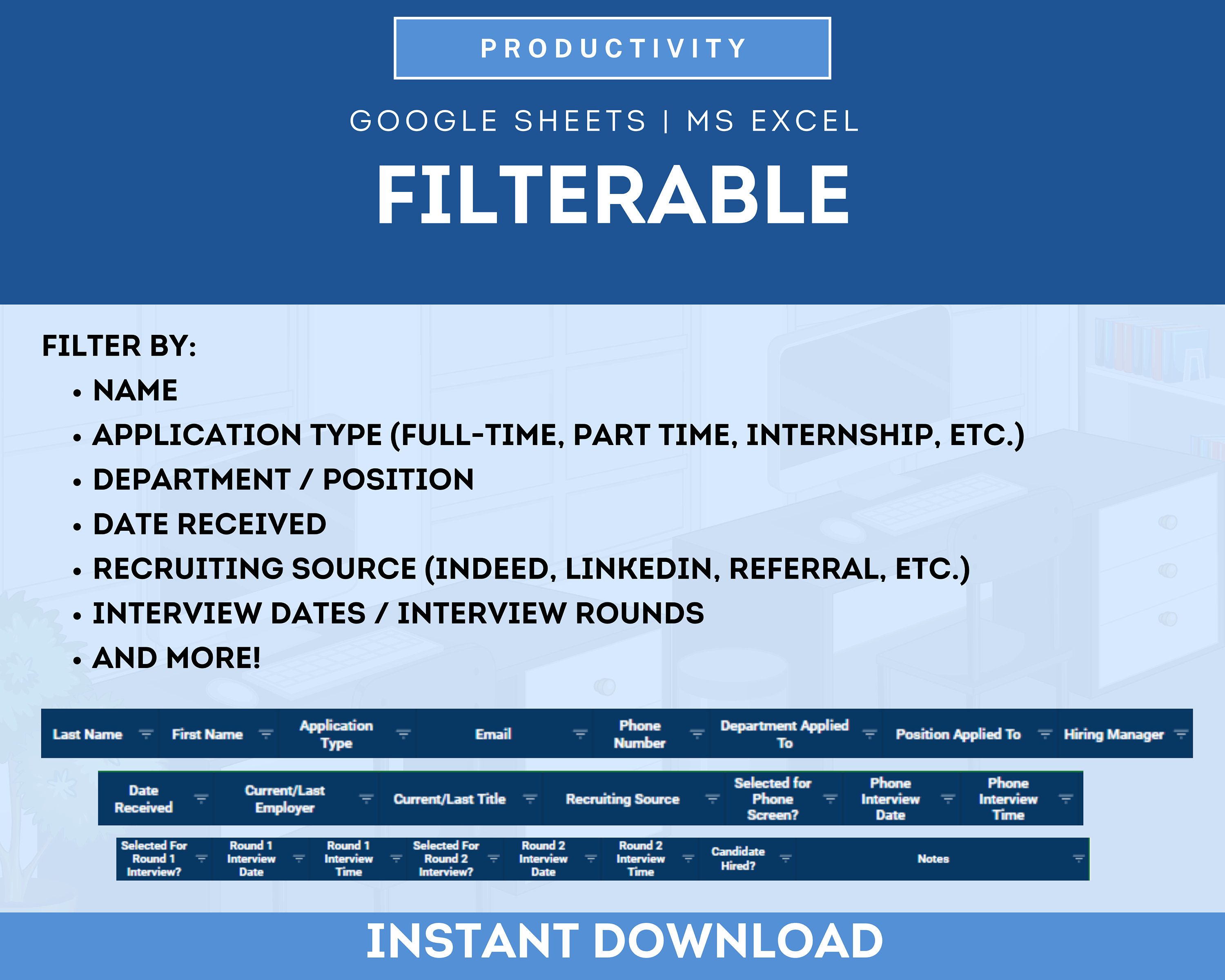 Job Applicant Tracker, Applicant Tracking Tool, Recruitment Applicant ...