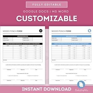 Missed Punch Form Template, Employee Time Punch Correction Form ...