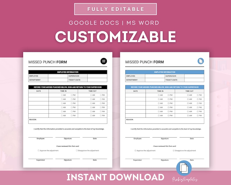 Missed Punch Form Template, Employee Time Punch Correction Form ...