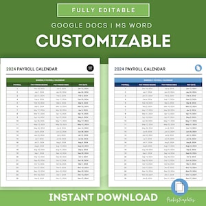 2024 Payroll Calendar, Biweekly, Weekly, Semi-monthly, Monthly Payroll ...
