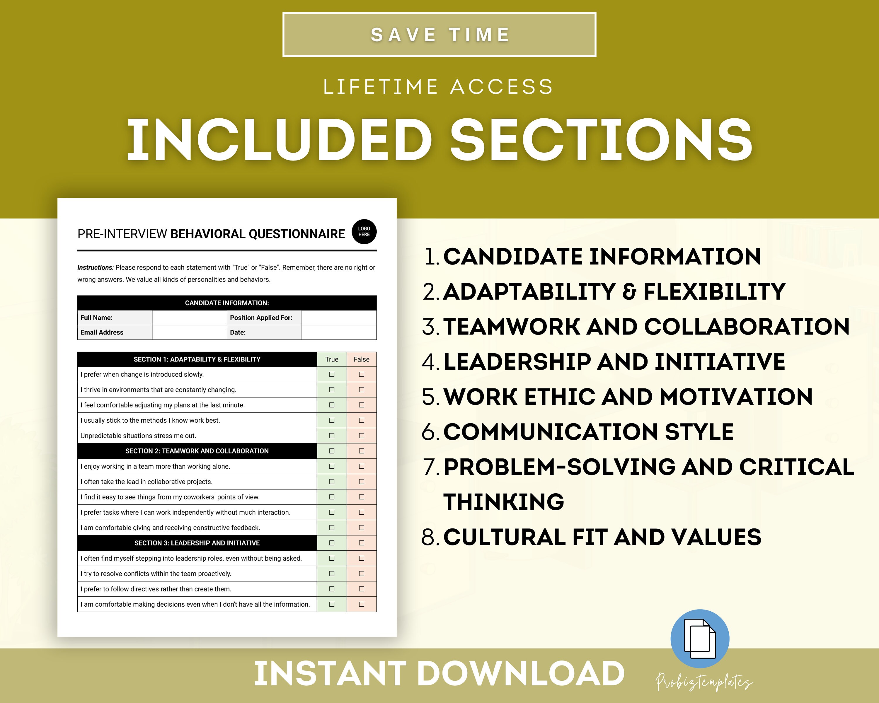 Pre-interview Behavioral Questionnaire, Candidate Behavioral Questions ...