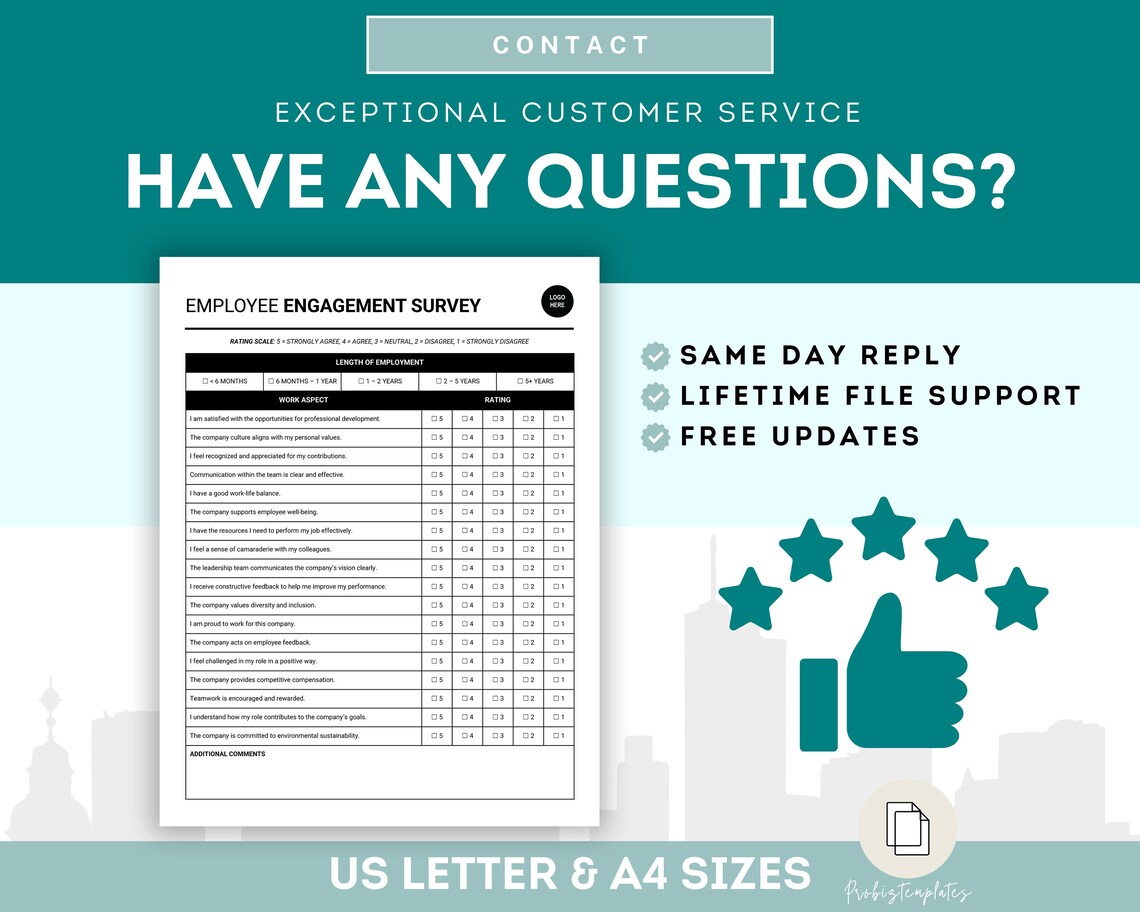 Employee Engagement Survey Template, Employee Survey, Employee Feedback ...
