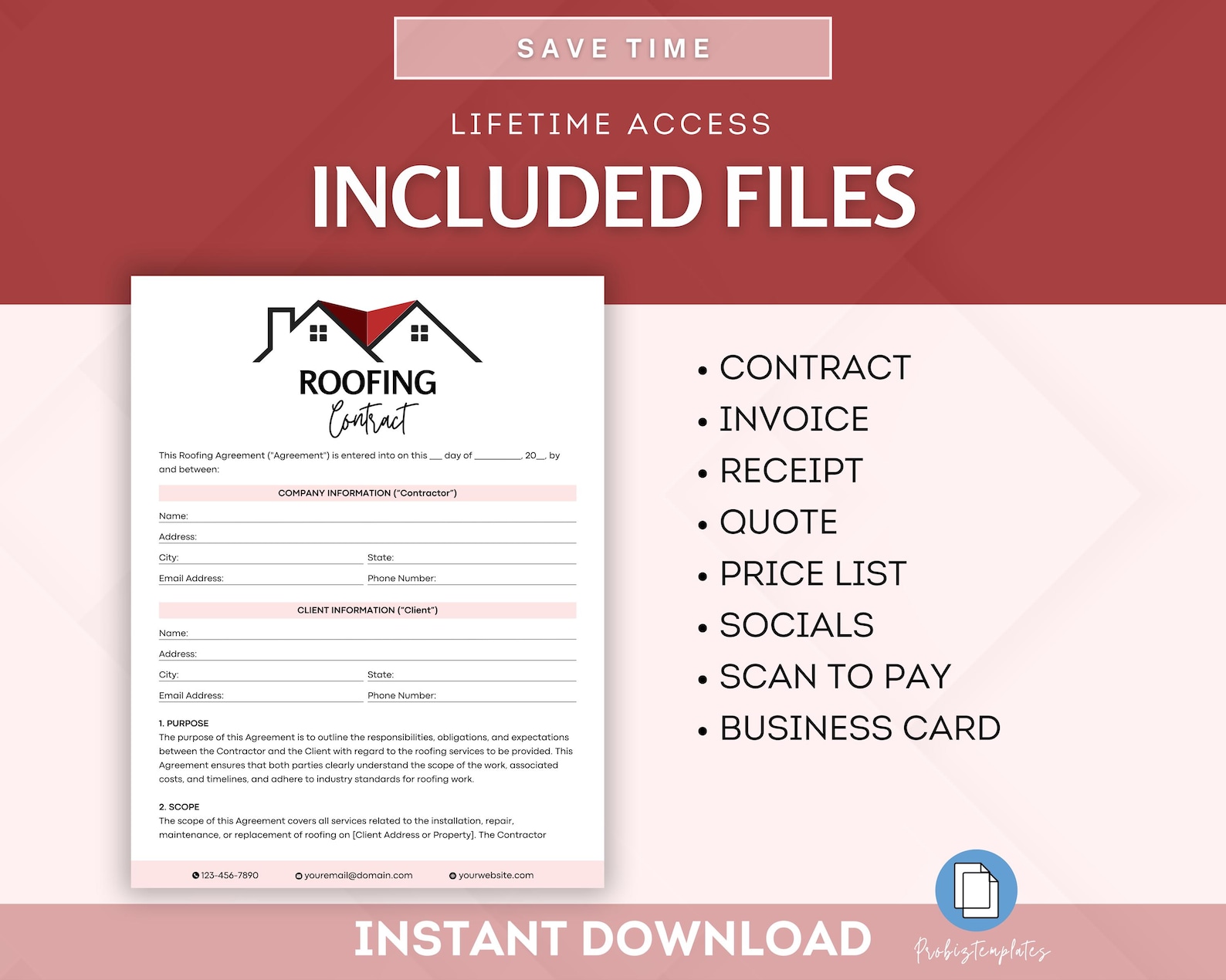 Roofing Contract Bundle, Construction Roofing Agreement Template, Roof ...