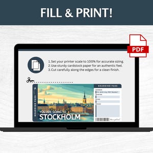 Printable Stockholm Surprise Gift Ticket, Editable Sweden Vacation ...