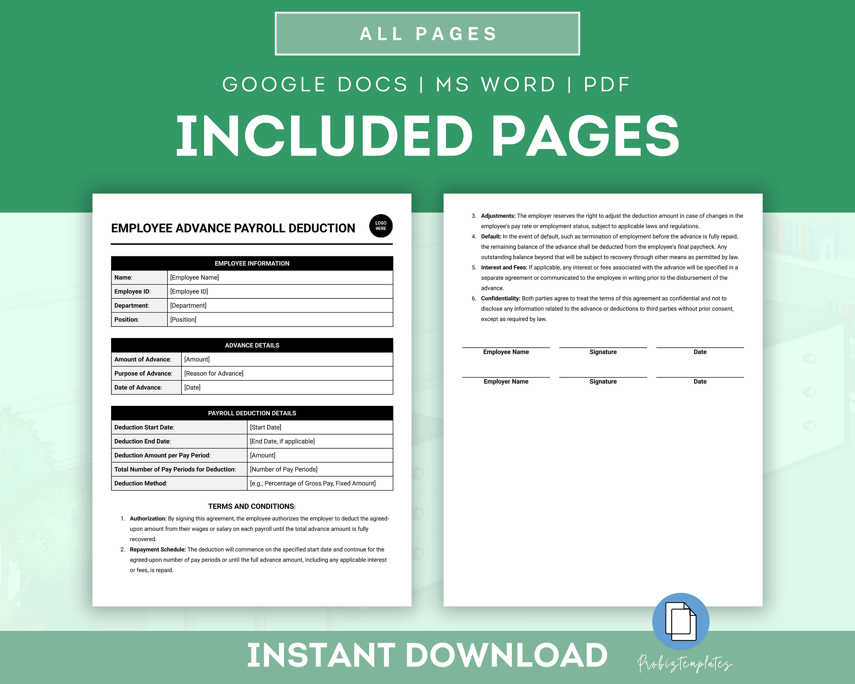 Employee Advance Payroll Deduction Agreement Template, Employee Payroll ... Employee Advance Payroll Deduction Agreement Template, Employee Payroll ...