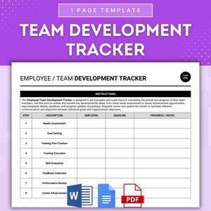 Employee & Team Development Tracker Template, Team Development ...