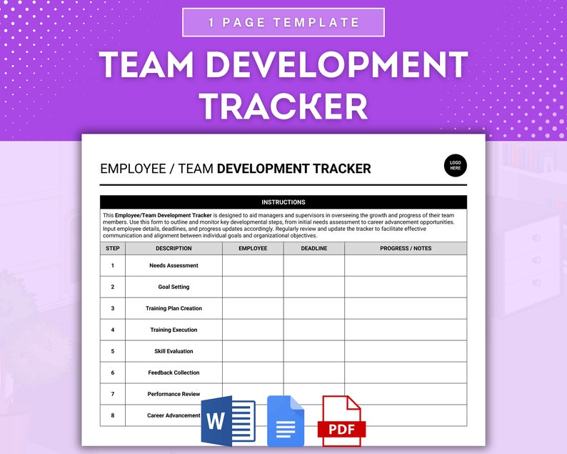 Employee & Team Development Tracker Template, Team Development ...