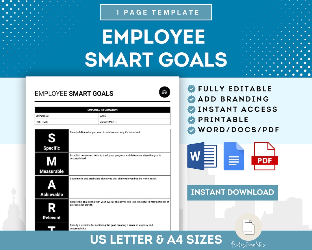 Employee SMART Goals Worksheet, SMART Goals Template, Employee Goal ...