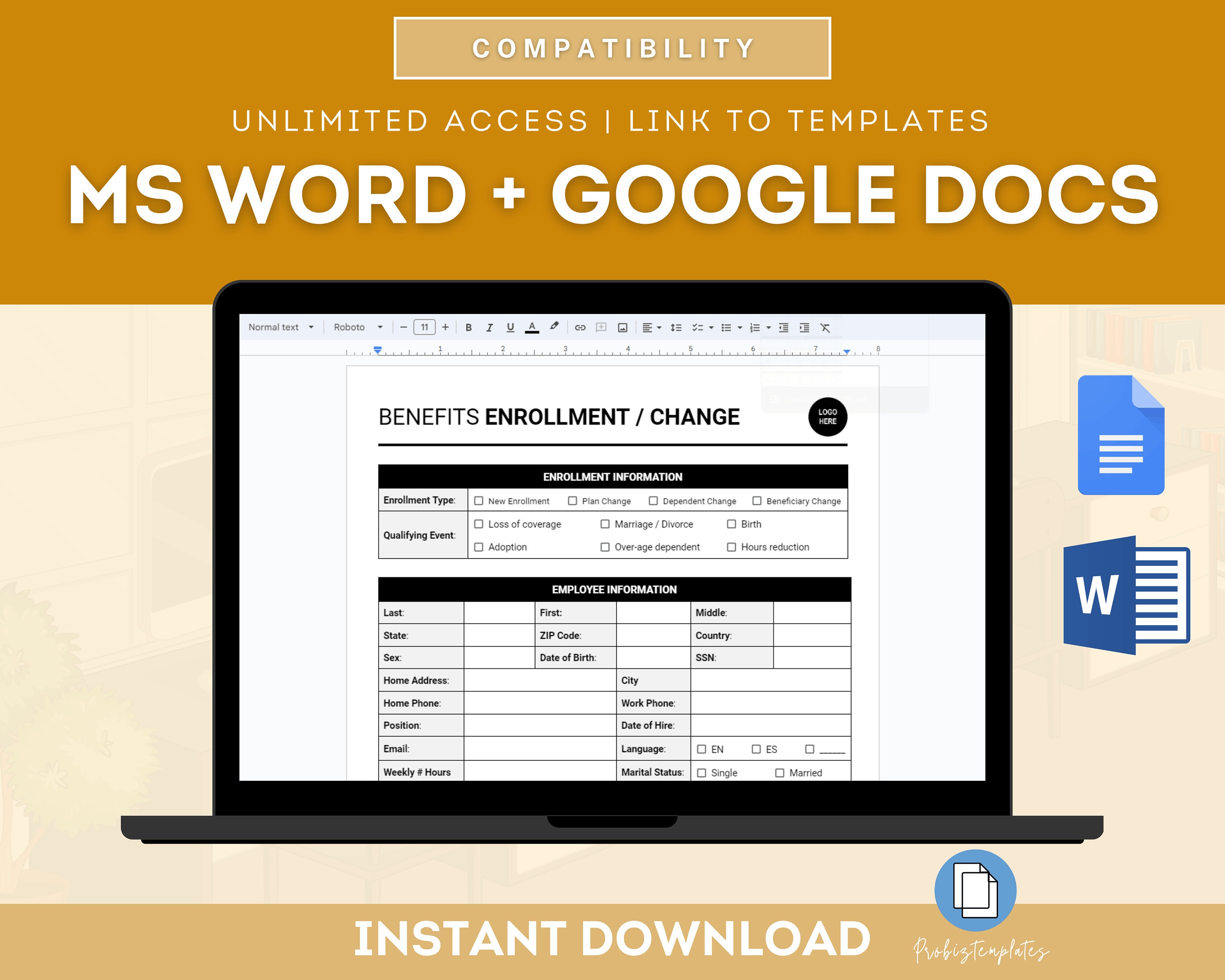 Benefits Enrollment and Change Form Template, Employee Benefits ...