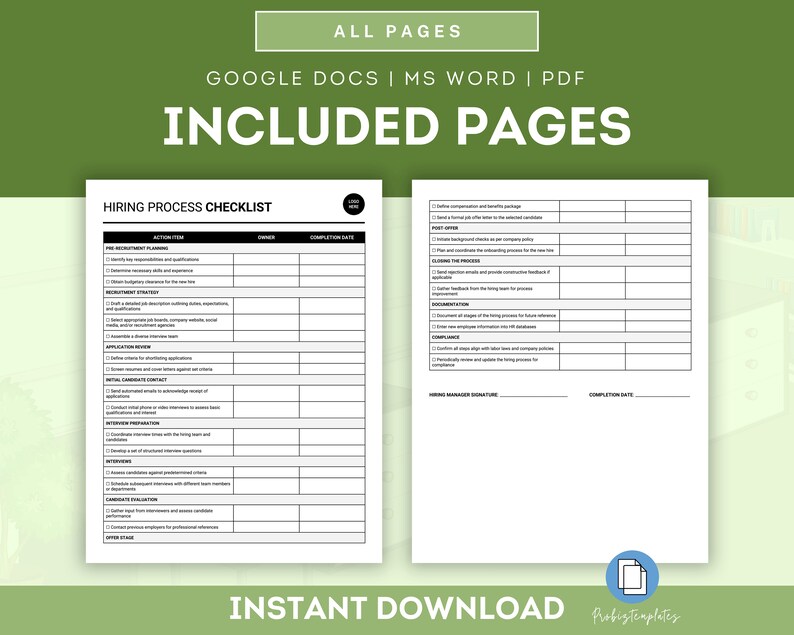 Hiring Process Checklist Template, Employee Recruitment Process ...