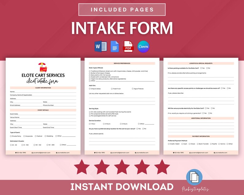 Elote Cart Contract Bundle, Vendor Agreement Template, Street Food ...
