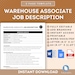 Warehouse Associate Job Description, Warehouse Worker Role, Warehouse ...