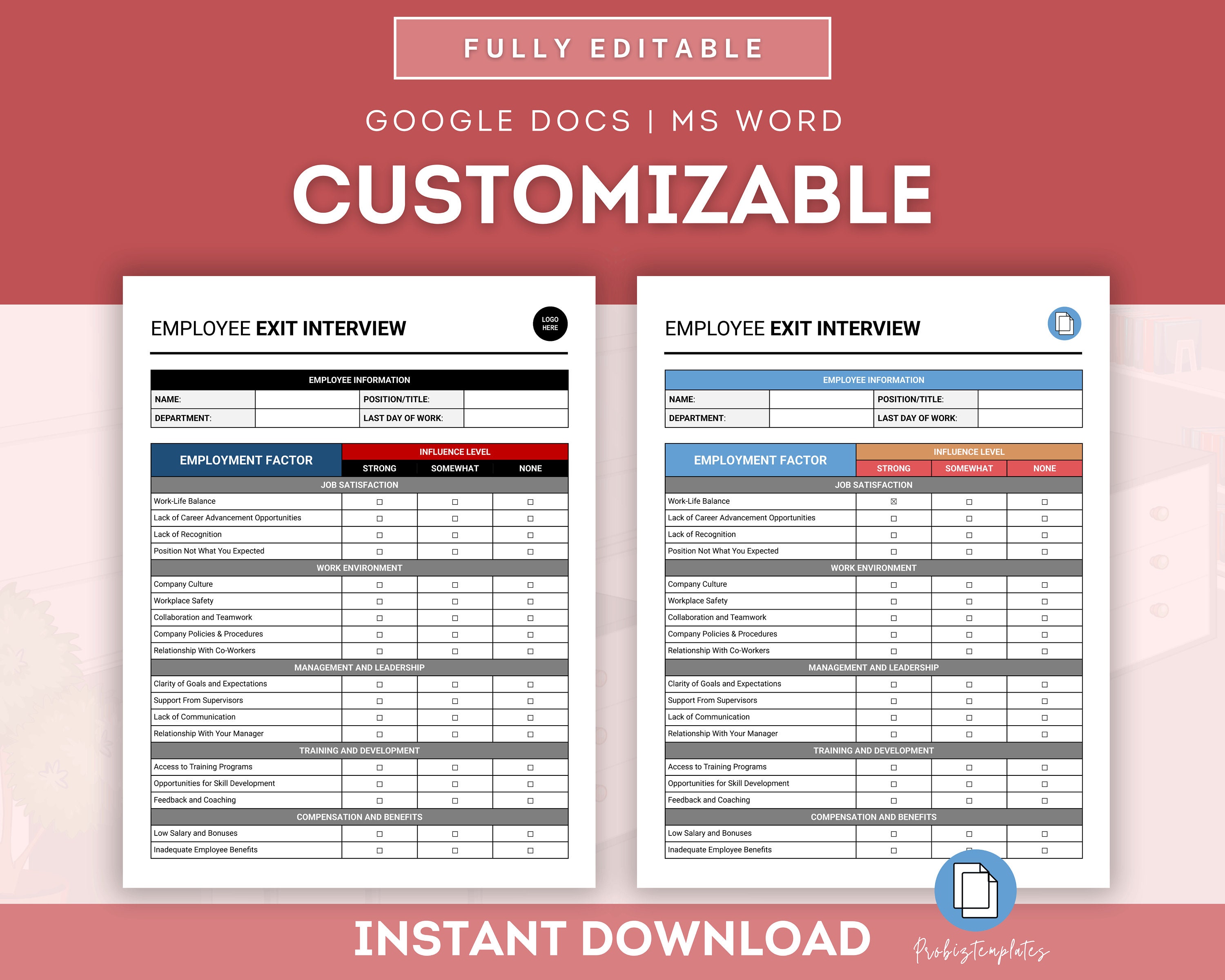 Employee Exit Interview Questionnaire Template, Departing Staff ...
